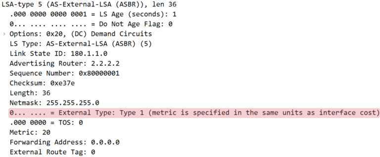 OSPF 再配送 – Route MapによるMetric Typeの変更 | ゆるふわねっとわーく